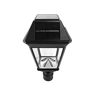 Gama Sonic Imperial III Solar Post Light, Black Aluminum and Glass, Outdoor Lamp, 300 Lumen Dual Color Temperature, 3-inch Fitter for Lamp Posts or Pier Mount (Sold Separately) 97K012