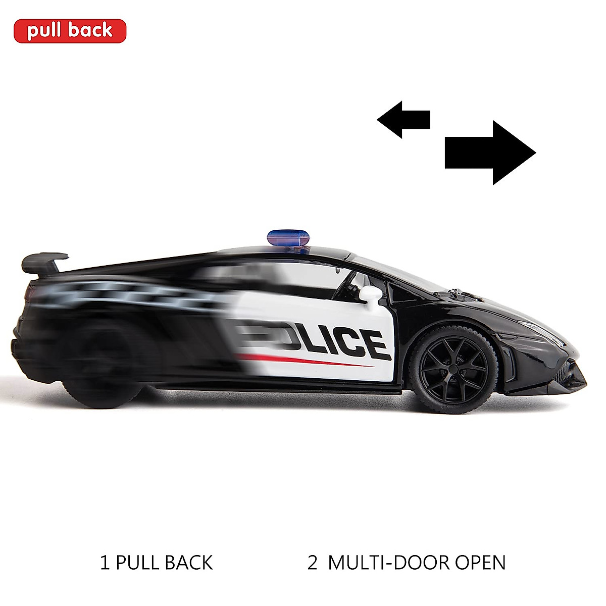 RMZ City Compatible for 5" Diecasting Alloy Car Model Gallardo Police Car Toy Car, Pull Back Vehicles Toy Car for Toddlers Kids Boys Girls Gift