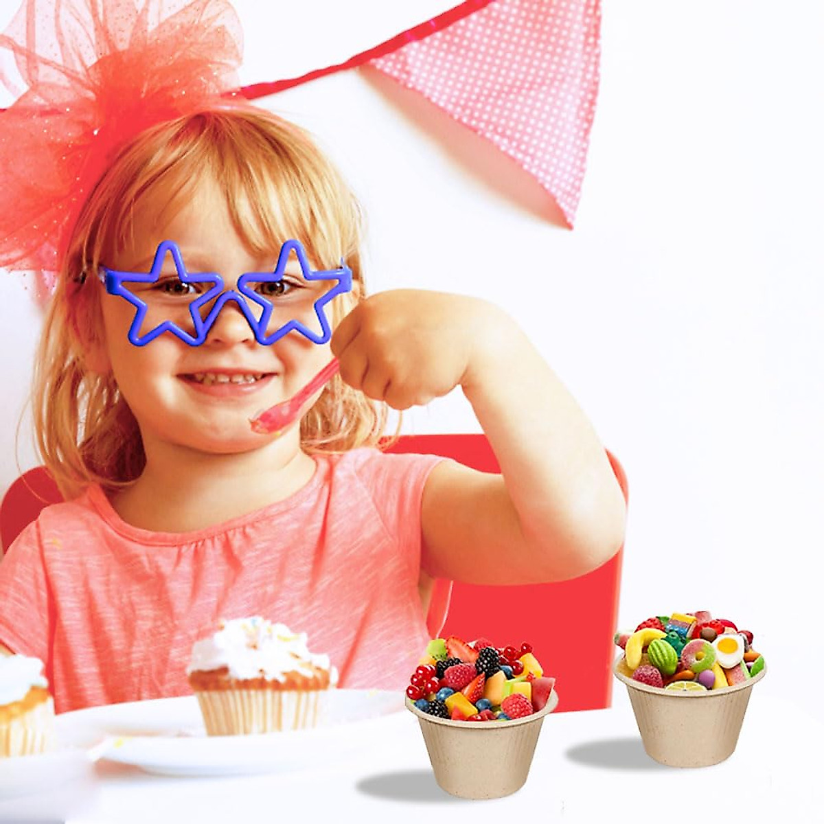 FUYCIEUM 150 Pieces Bagasse Fiber Souffle Cups with Lids, 4 Oz Biodegradable Sample Cups, Compostable Portion Cups for Condiment, Dips, Jams, Tomato Sauce, Snack, Honey, Nuts, Butter, Biscuits