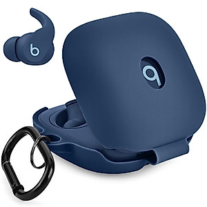 Beats Fit Pro Case Cover, VISOOM Soft Case for Apple Beats Fit Pro 2021 Silicone Protective Beats Pro Case Shockproof Beat Pro Fit Earbuds Case Cover with Keychain for Men Women (Midnight Blue)