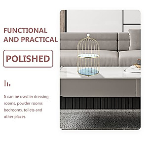 Minkissy Makeup Organizer Cosmetics Iron Storage Rack Bathroom Countertop Organizer, Birdcage Shape- Cosmetic Rack Double Layer