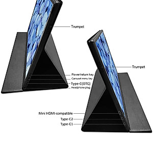 ZTGD 15.6'' Professional Portable Monitor (1920X1080) FHD, Portable Travel Monitor for Laptop USB-C HDMI Gaming Ultra-Slim Display w/Speaker, External Monitor for Laptop PC Phone PS5 Switch 13 B