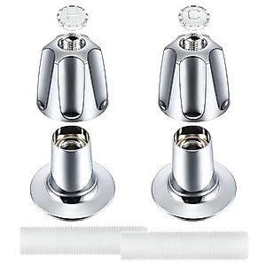 Enhon Bathtub and Shower 2 Handle Remodel Trim Kit Compatible with Pfister Verve Tub Shower, Bathtub Faucet Knob Replacement Include 1 Hot 1 Cold 2 Flanges (Polished Chrome)