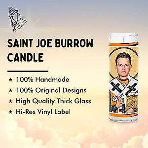 Joe Celebrity Candle - Joey B Saint OH Candle - Ohio Votive Glass Jar Candles - Cincy Lovers Devotional Candles - Handmade Soy Wax - Unique Cincinnati Novelty Gift for Football Lovers