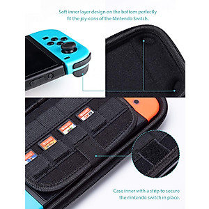 LUNGEAR Carrying Case Compatible for Nintendo Switch with 10 Game Cartridge Holders, Protective Hard Shell Travel Carrying Case Pouch for Nintendo Switch Console & Accessories,Red