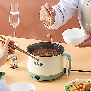 BXE 6-in-1 kitchen Electric Electric Hot Pot, Portable Multi Functional Travel Cooker Auto Power Off Rapid Heating Compact and Portable ，1.5L Rapid Noodles Cooker, Non-Stick Electric Pot Perfect for