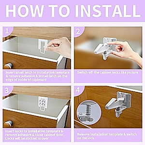 Baby Safety Cabinet Locks 12 Pack White-GRANDOTO Baby Proofing & Child Safety Cabinets Drawer Locks,DIY Easy to Install,No Tooling, Stronger Safety!