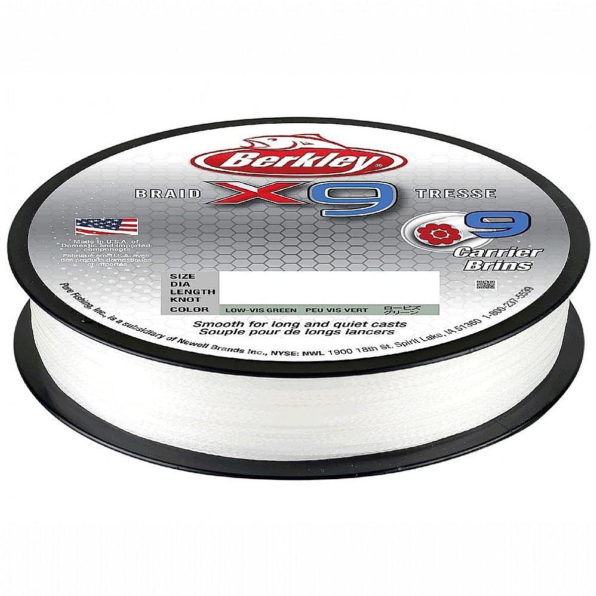 Berkley x9 Braid Superline, Crystal, 15lb test | 31 lbC | 14.2kg, 164yd | 150m Fishing Line, Suitable for Freshwater and Saltwater Environments