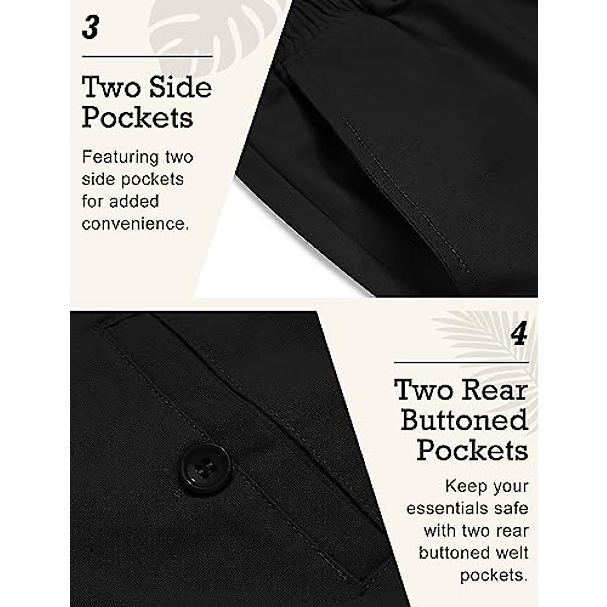 COOFANDY Men Casual Linen Pants Beach Summer Lightweight Pants Elastic Waist Drawstring Loose Trousers (Black, L)