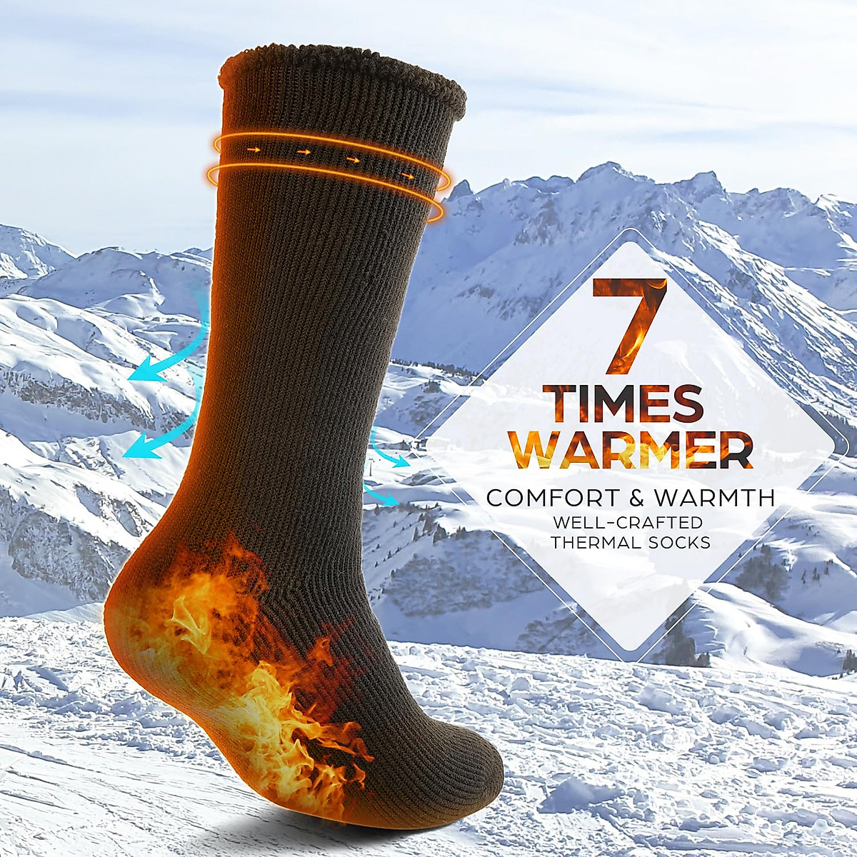 DG Hill Winter Thermal Socks - Warm Socks for Cold Weather Insulated Sock - Heated Socks Thick Snow Warm Boot Socks