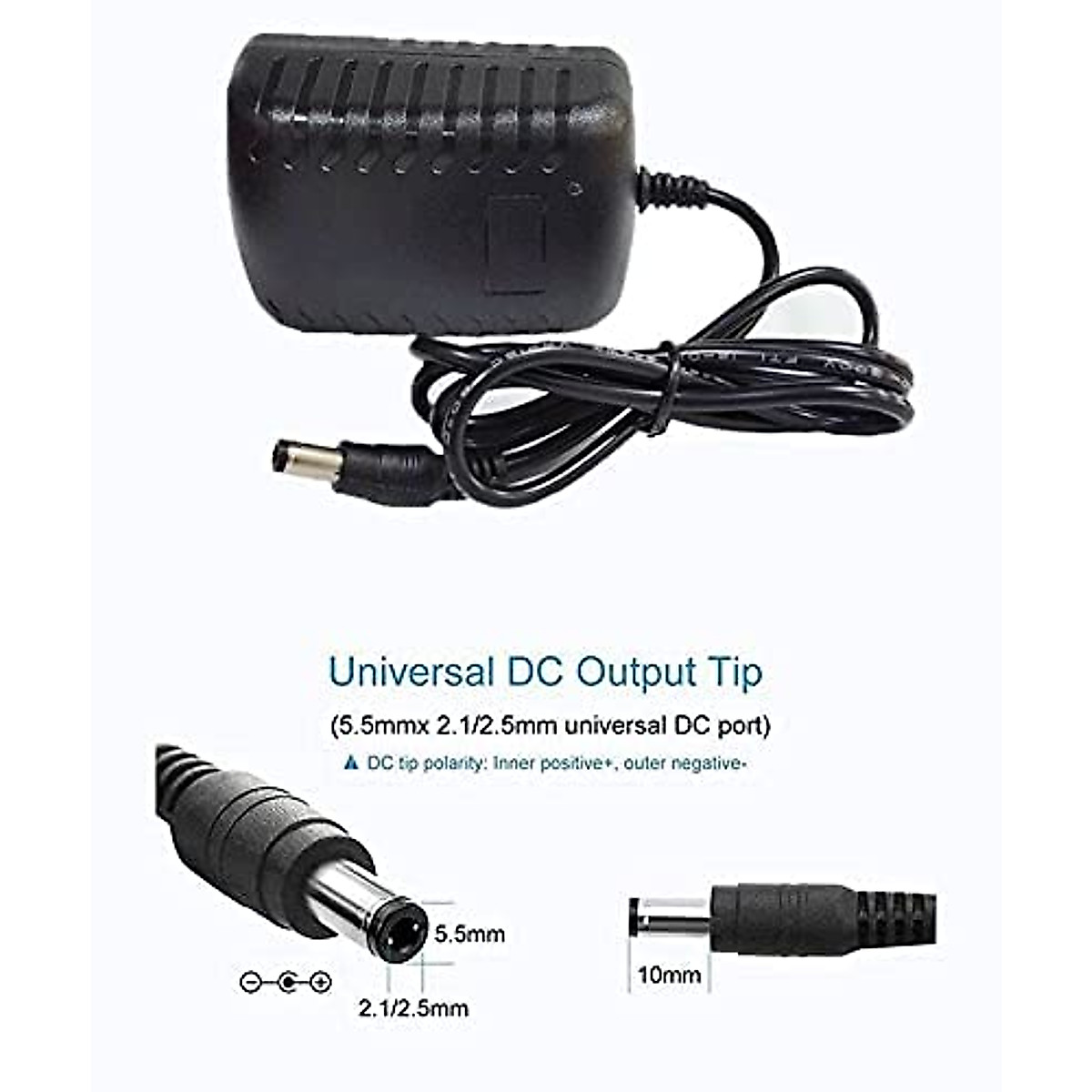 12 Volt 2A Power Adapter Supply, AC 100-240V to DC 12 V Power Supply Transformer Charger Wall Plug for DC12V Light Security CCTV Camera, Black, 8x5x3.3 cm