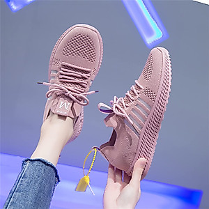 Women's Walking Shoes-Breathable mesh Flat Canvas Sneakers, Lightweight and Comfortable Low-top Shoes, Suitable for Tennis, Running, Leisure Gym Pink