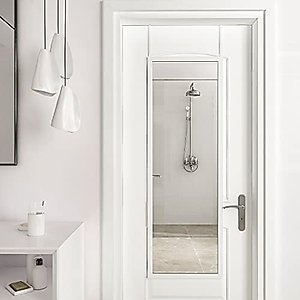 whitebeach Wall Mirror Full Length Door Mirror, White Bedroom Mirror Full Body Mirror Over The Door Mirror Door Hanging Mirror 48“×16"