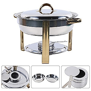 Shabu-Shabu Chafing Dish Stainless Steel Hot Pot 4L Food Warmers Food Trays for Party Buffet Soup Pot Cookware with Alcohol Stove