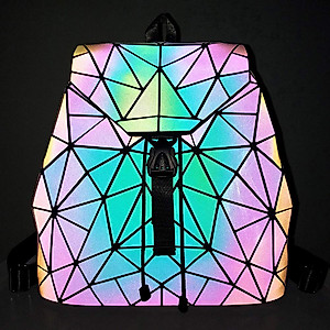 DIOMO Small Backpack for Women Men Geometric Luminous Purse Flash Travel Shoulder Bag Rucksack (Small Luminous NO.3)