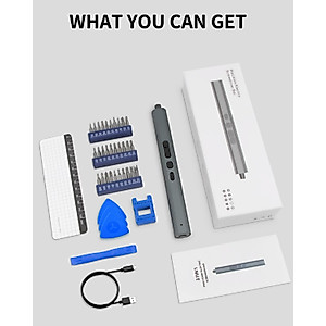 Mini Electric Screwdriver Set Upgraded: UnaMela Small Electric Precision Screwdriver Cordless - 30 S2 Bits, 3 Torque Settings, 4 LED Lights, Power Screwdriver Repair Tool Kit for PC RC Electronics