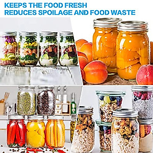 Jar Sealer and Accessory Hose Kit, 18Pcs Jar Sealing Kit for Regular and Wide Mouth Jars Compatible with FoodSaver Suction Port Vacuum Nozzle 5.5mm to 6mm(with Manual Portable Vacuum Pump)