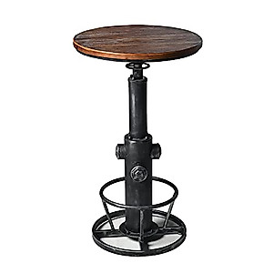 Topower Industrial Bar Table 38.58-48.43" Adjustable Pub Table Kitchen Dining Coffee Bistro Table Silver