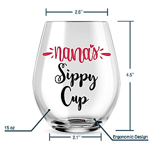 AGMDESIGN Nana's Sippy Cup Wine Glass, Grandma Gifts, Nana Birthday Gift for Nana, Best Nana Ever, Nana Gifts from Grandkids, Great Grandma Gifts, Funny Birthday Gifts for Mom from Daughter, Son