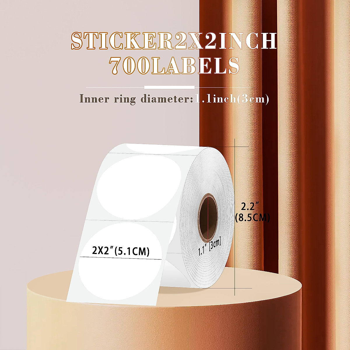 PARLAIM 2 Inch Circle Thermal Sticker Labels,700PCS Round Direct Thermal Printer Labels for Business Bottle DIY Design, QR Code, Name Tag, Inventory (White)