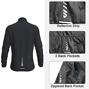 Wulibike Cycling Jackets for Men, Reflective Running Jacket Men Winter Cycling Clothing
