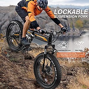TotGuard 26" Fat Tire Electric Bike 500W 21.6MPH Ebike Foldable Adult Electric Mountain Bicycles with 48V 10Ah Battery and Lockable Suspension Fork