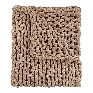 Donna Sharp Throw Blanket - Chenille Knitted Mink Contemporary Decorative Throw Blanket with Over-Sized Loop Pattern