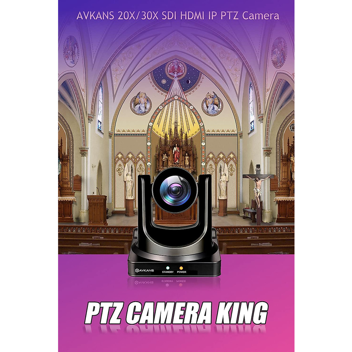 AVKANS 20X SDI PTZ Camera with IP Joystick Controller Kits for Live Streaming, 20X HDMI PTZ Camera Bundle Kits, 3 Units of PTZ Camera and 1 Joystick Controller