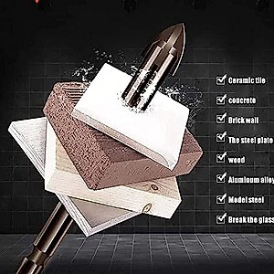 5/7PCS Efficient Universal Drilling Tool, Titanium Combination Drill Tap Bits Set, Triangle Drill Bit, Glass, Tile and Concrete Drill Bit, Multifunctional Cross Alloy Drill Bit Tip Tools (7 PCS)