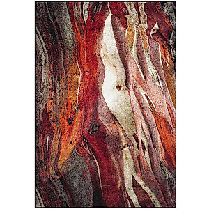 SAFAVIEH Glacier Collection 4' x 6' Red / Multi GLA126A Modern Abstract Non-Shedding Living Room Bedroom Accent Rug