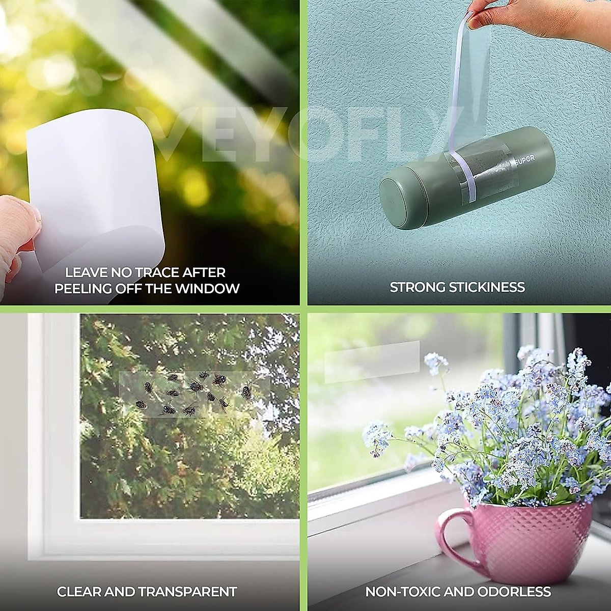 Veyofly Sticky Traps for Plants and Windows, Bundle with 5 Yellow Sticky Traps for Gnats & 5 Window Fly Traps -Gnat Trap, Bug Sticky Traps, Fungus Gnat Trap, Fly Strips, Fly Tape- Pack of 10​