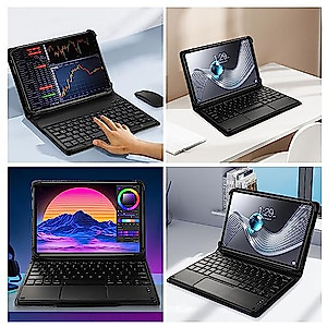 Smart Tablet, 8GB RAM 256GB ROM 1960 X 1080 Resolution WiFi Tablet 5G WiFi Dual Speakers with Keyboard for Game for Reading (US Plug)