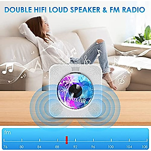 Portable CD Player with Bluetooth, Gueray Desktop CD Music Players for Home Built-in Double HiFi Sound Speakers, Support AUX&USB Headphone Jack, FM Radio Boombox, LCD Screen Display for Kids Gift