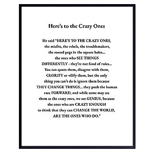 Steve Jobs Motivational Quote, Art Print, Home Decor - Inspirational Apple Wall Art Poster - Unique Room Decorations for Office, Den - Gift for Entrepreneur, Disruptor, Boss - 8x10 Photo Unframed