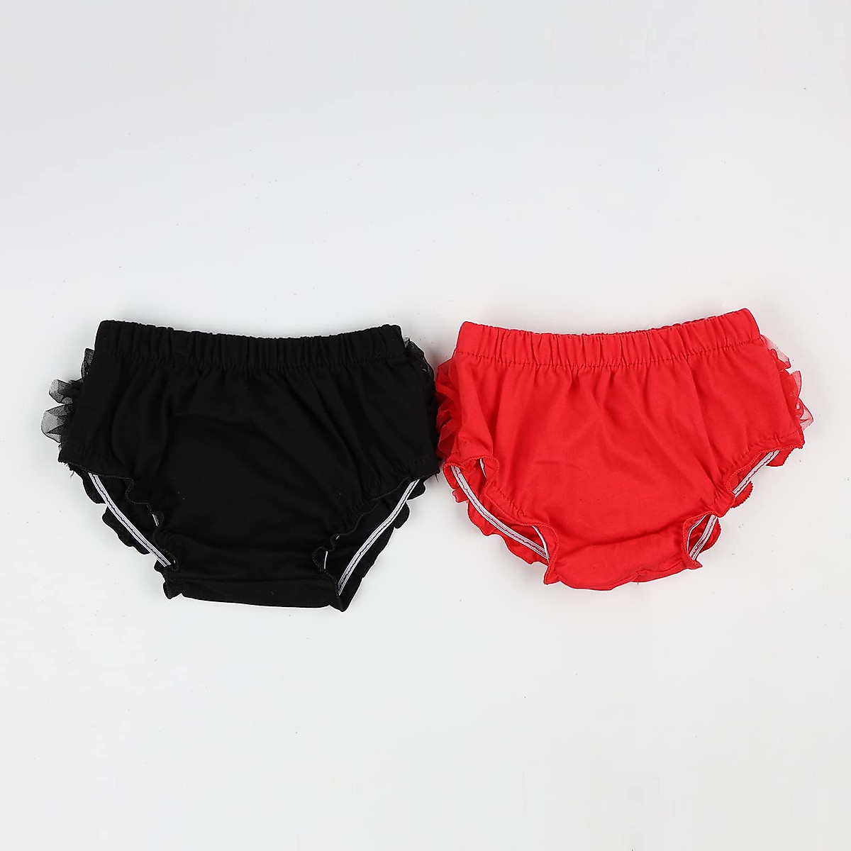 HOOLCHEAN Baby Infant Girls 2PCS Set Tulle Ruffle Bloomer (Red & Black, S: 0-6 Months)