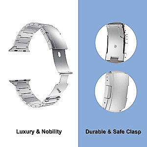 Yeejok Compatible for Apple Watch Ultra 2 Bands 49mm Titanium Metal for Men Women, Compatible for Apple Watch Series 10 Band 46mm, Compatible for Apple Watch Series 9 Band, iwatch 45mm 44mm 42mm Silver