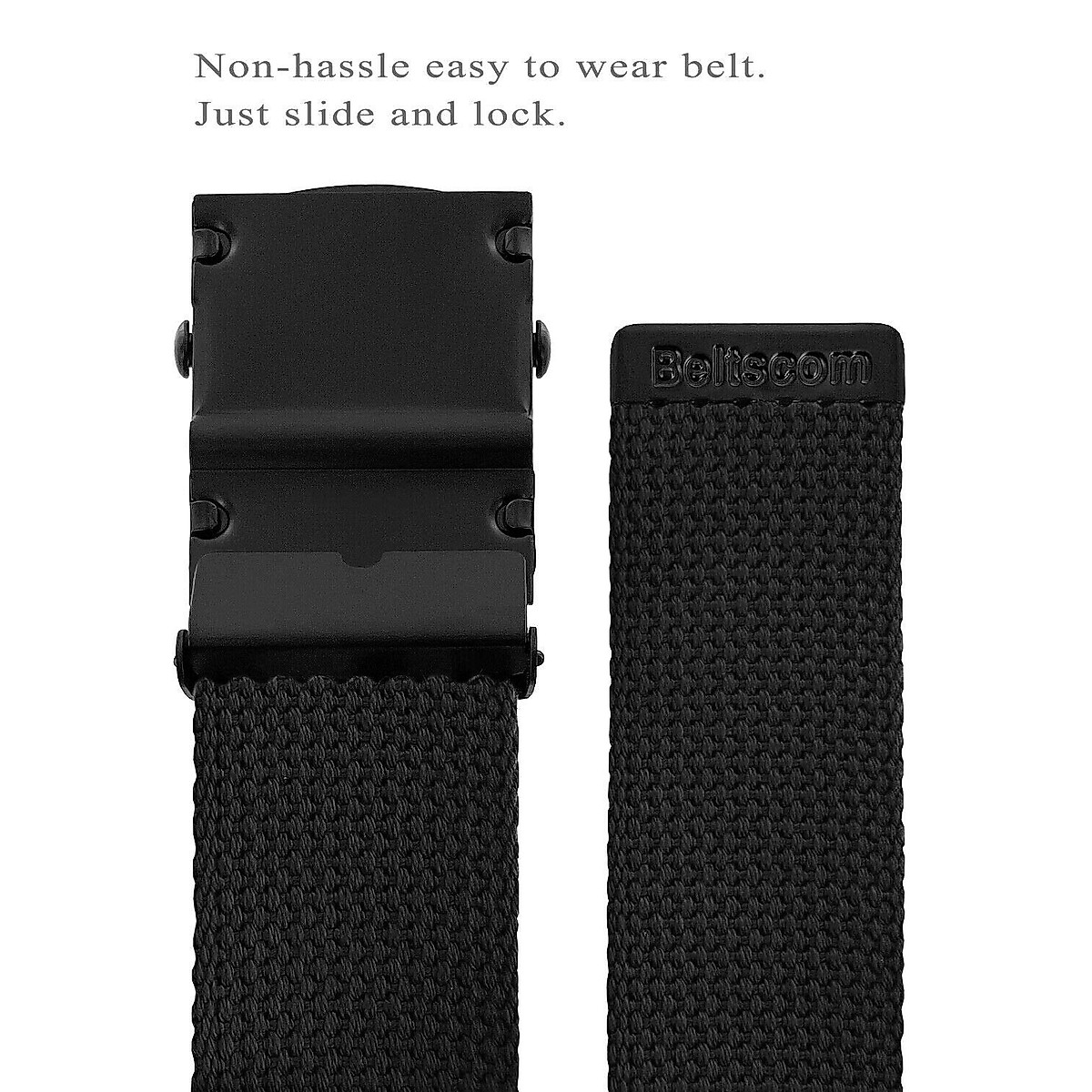 Military Belt Canvas Belt Web Belt Non Leather Belt Black Buckle/Tip One Size fits all, 1-1/2" Wide (Black)