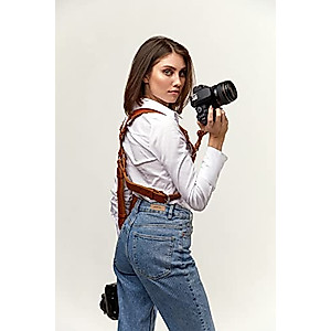 Camera Strap Accessories for Two-Cameras – Dual Shoulder Leather Harness – Multi Camera Gear for DSLR/SLR Strap by Coiro