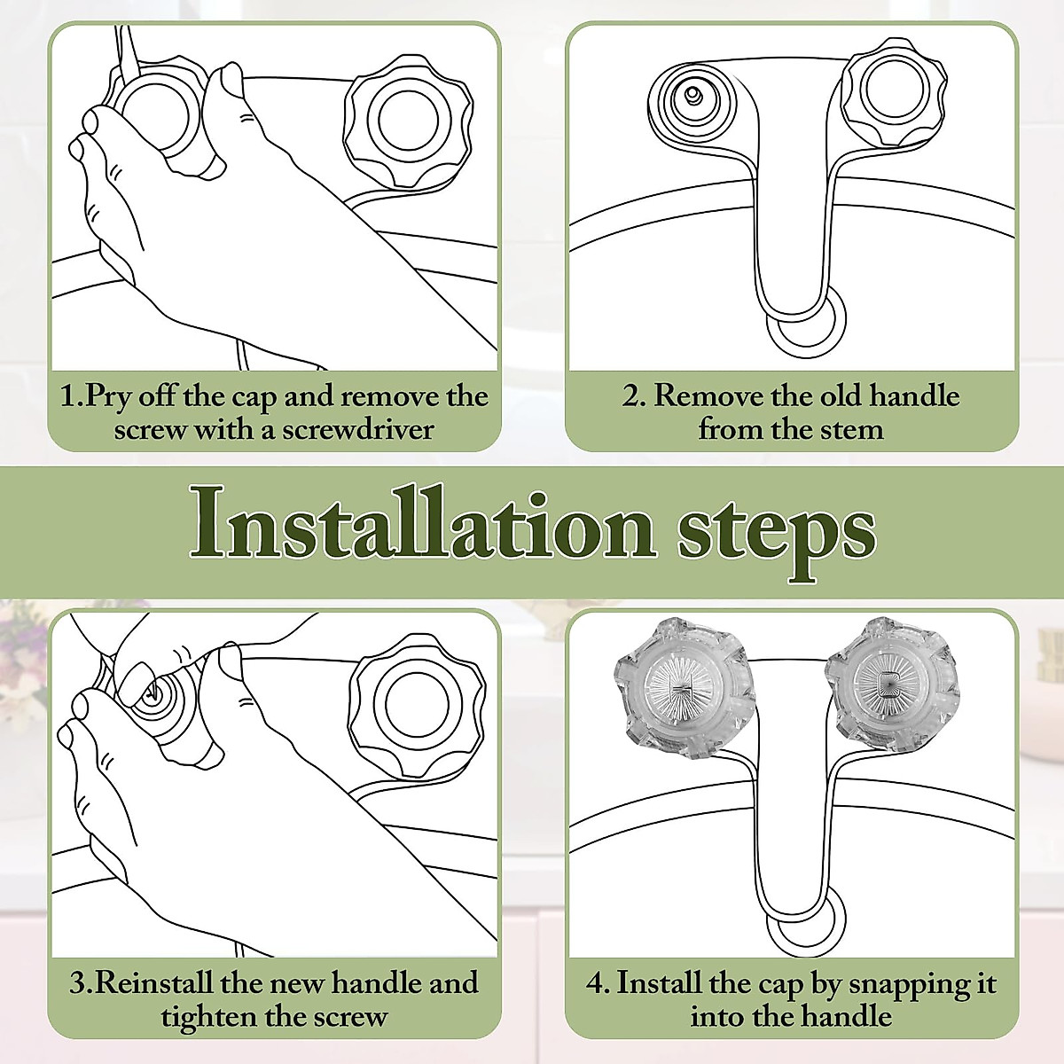 ZephyrJazz Shower Knob Replacement, Compatible with Phoenix Mobile Home Sink Tub Shower, Acrylic Bathtub Knobs Parts, Clear Faucet Handles with 17pt Spline Point Broach Center Hole(1 Pair)