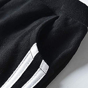 Moyikiss Studio Fashion Kids Baby Boys Girls Casual Clothes Zipper Sweatshirt+Trousers Set Striped Sportwear(Black,110/4T)