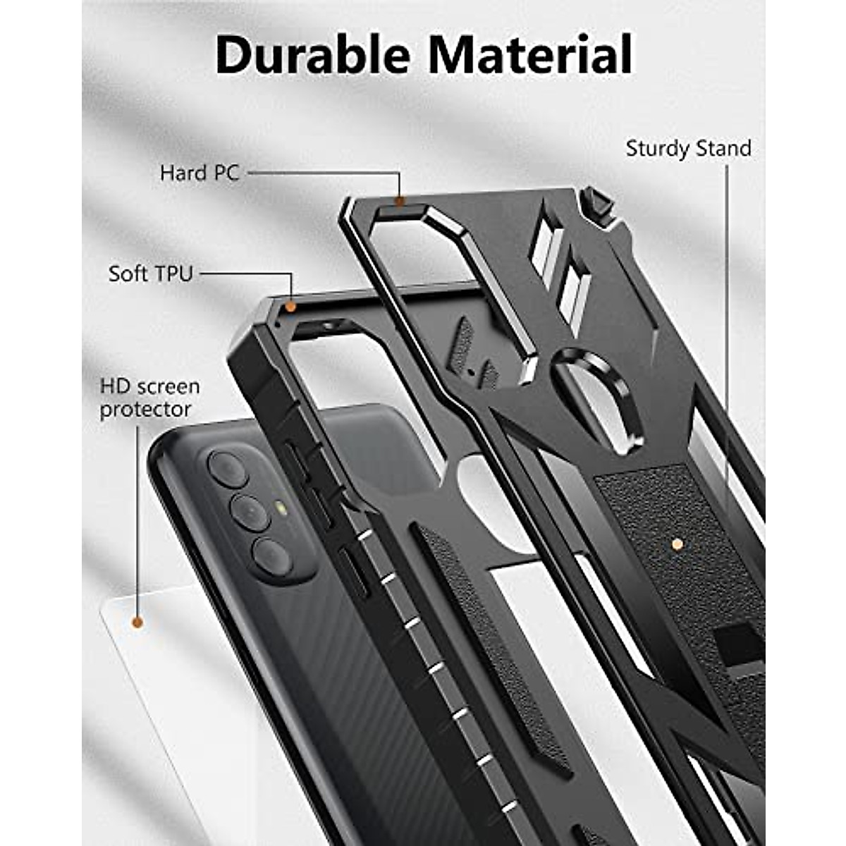 for Motorola Moto G-Power 2022 Case: Moto G Play 2023 Case Drop Proof Protection Durable Protective Heavy Duty Shockproof TPU Matte Textured Mobile Phone Cover Moto G Power 2022 Case with Kickstand