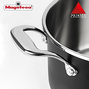 MAGEFESA Prisma – 9.4 inches stew pot, dutch oven with lid, made of 18/10 stainless steel, for all types of kitchens, INDUCTION, easy cleaning, dishwasher and oven safe up to 392ºF