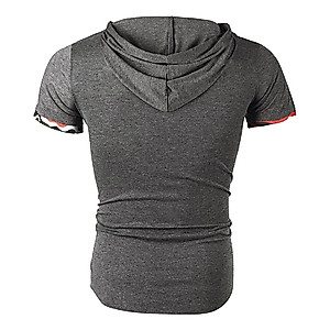 Maiyifu-GJ Men's Hip Hop Ripped Hoodie Tops Short Sleeve Hooded Workout Sweatshirts Casual Gym Hoodies T-Shirt Pullover (Dark Grey,Medium)