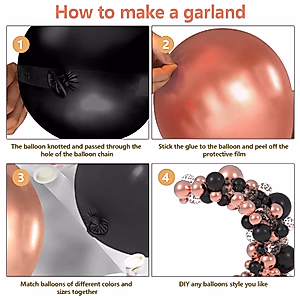 NISOCY Black and Rose Gold Balloons Garland Arch Kit, 120PCS Black Metallic Rose Gold Confetti Balloons for Engagements Wedding Valentine's Day Graduation Birthday Anniversary Party Decorations