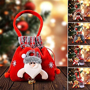 bacxigo 2023 New Doll Bags,Cute Christmas Eve Apple Bags,Drawstring Reusable Fabric Goody Bag Xmas Favor Bags (10pcs)