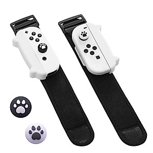NANANINO Dance Switch Wristband, Wrist Bands for Dance Switch 2023 2022 2021 2020 2019, Adjustable Elastic Straps for Joy-Cons Controller - White (2 Packs)