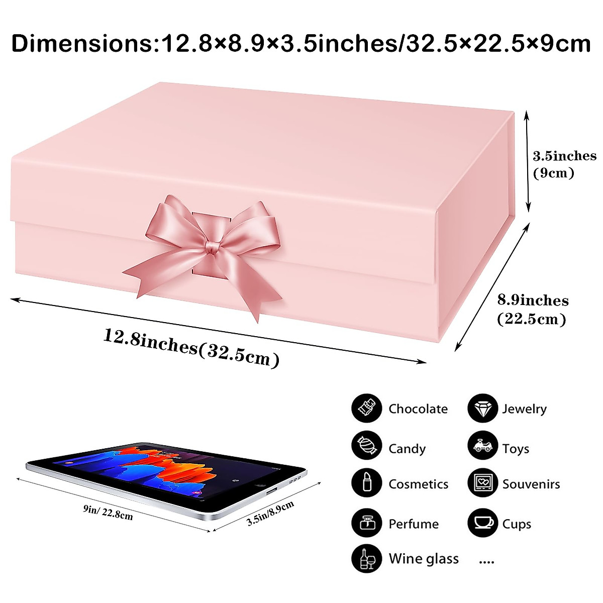 WARMGBOXCO 1 Pcs Pink Gift Box 13x9x4Inch,Gift Boxes with Lids for presents,Collapsible Boxes for Gifts,With Greeting Card,Suitable for Bridesmaid Proposal Box,Birthday Gift Box,Etc.