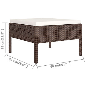 vidaXL 9-Piece Outdoor Patio Lounge Set - Weather-Resistant PE Rattan Furniture with Cushions - Powder-Coated Steel Frame - Perfect for Garden, Deck and Backyard - Brown with Cream White Cushions