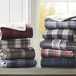 Woolrich Brewster Luxury Softspun Down Alternative Filled Throw Navy Green 50x70 Plaid Premium Soft Cozy Cozy Spun For Bed, Couch or Sofa