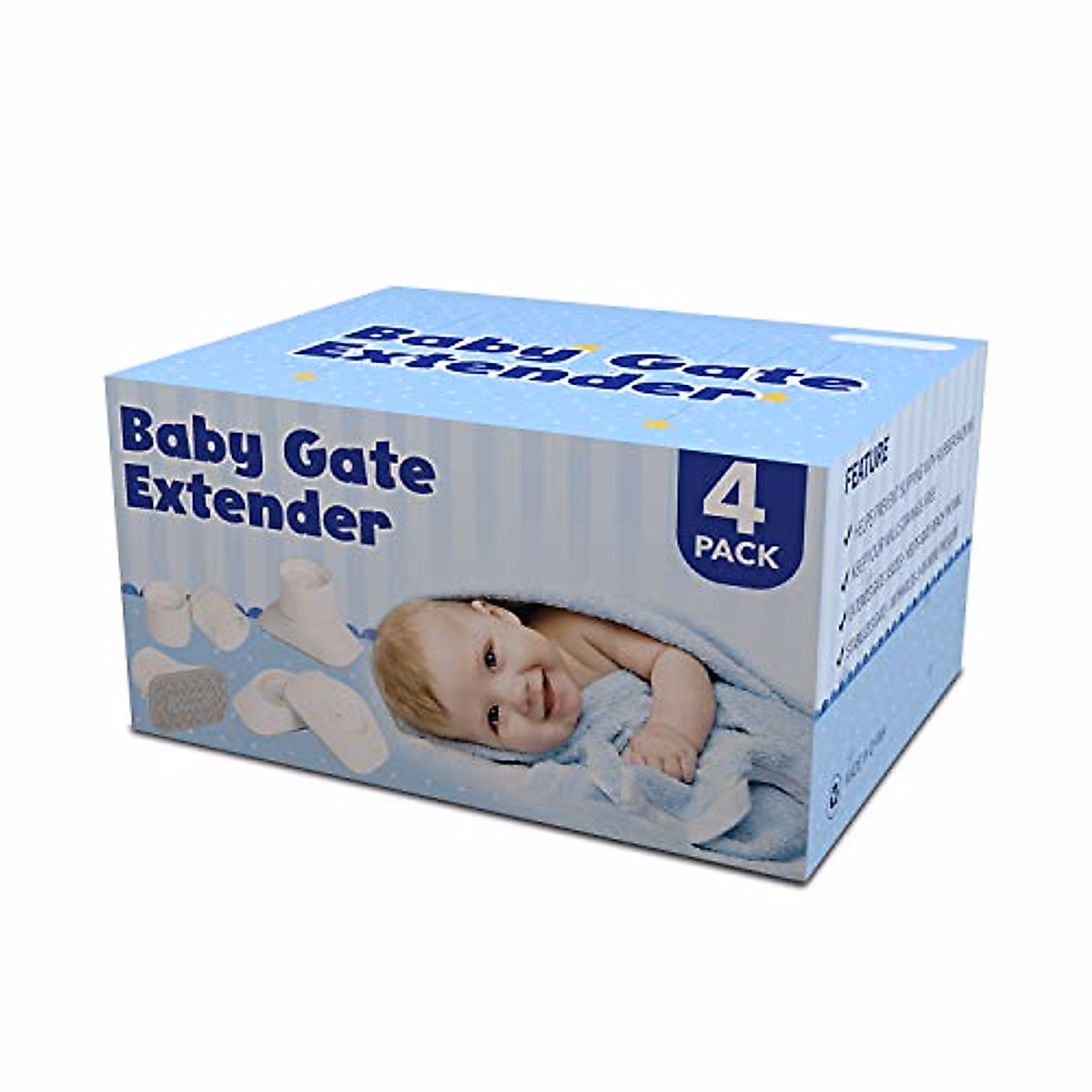 Baby Gate Extender Wall Protector - Pressure Mounted Gates Extension Kit Extends 1.1-3.5 inches Child Safety Gates and Protect Walls & Doorways from Pet & Dog Gates - Work on Stairs (White)